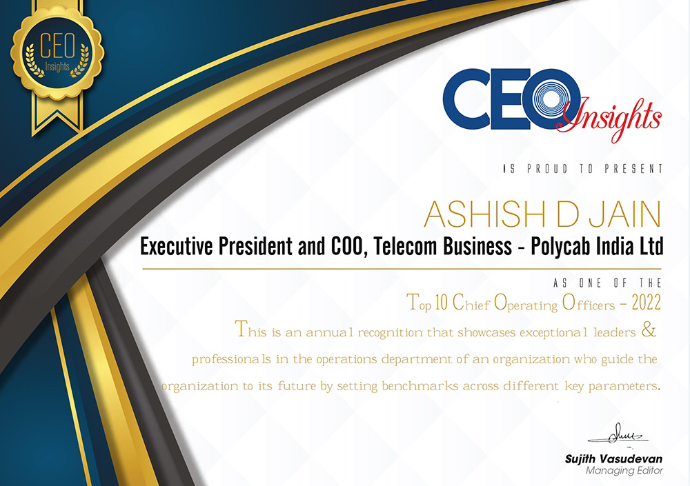 Awards and Recognition - Polycab Telecom - Polycab Telecom